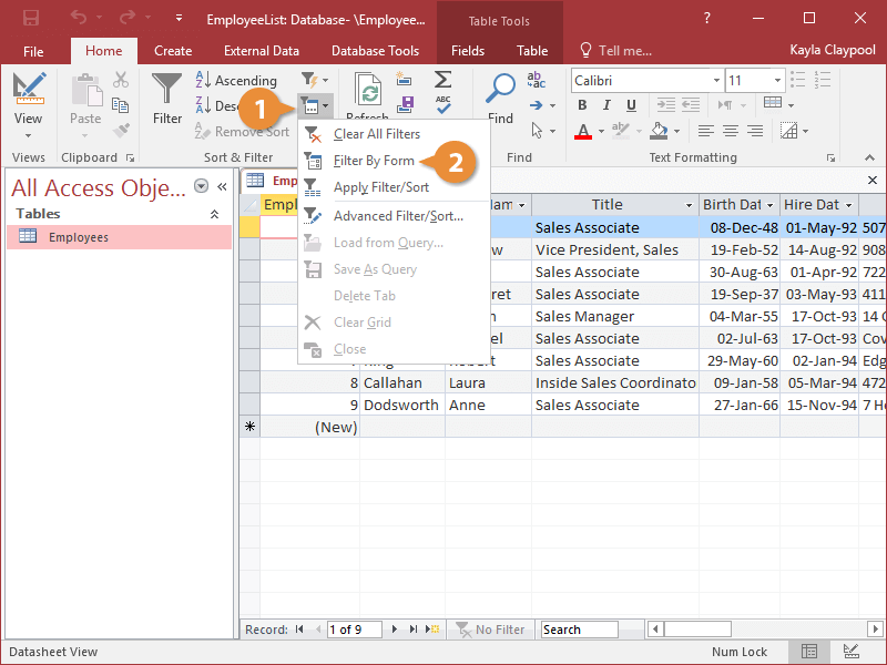 Filter By Form CustomGuide