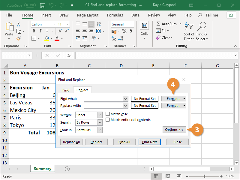 How To Use Find And Replace Formatting In Excel To Quickly Change Cell
