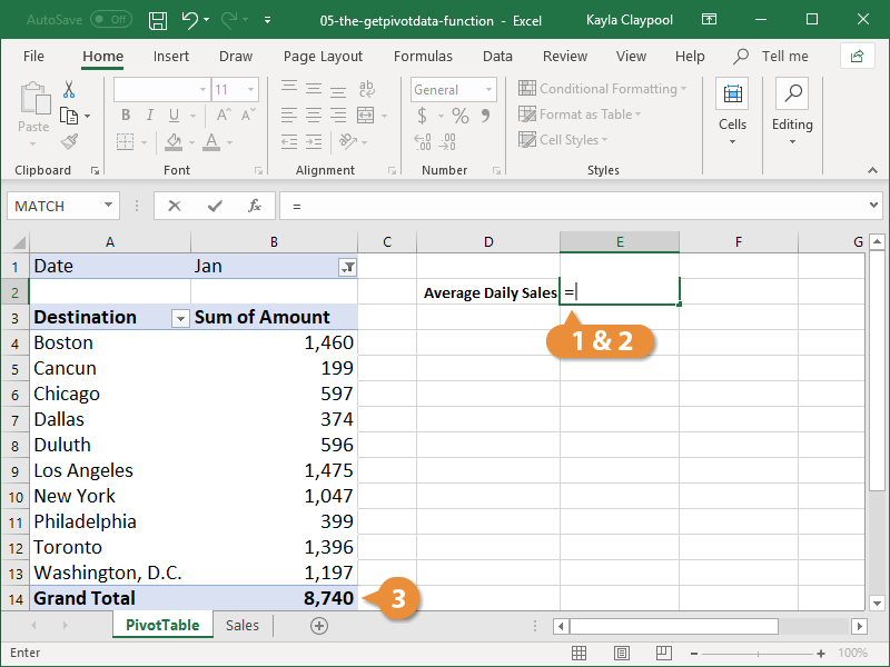 GETPIVOTDATA Function CustomGuide