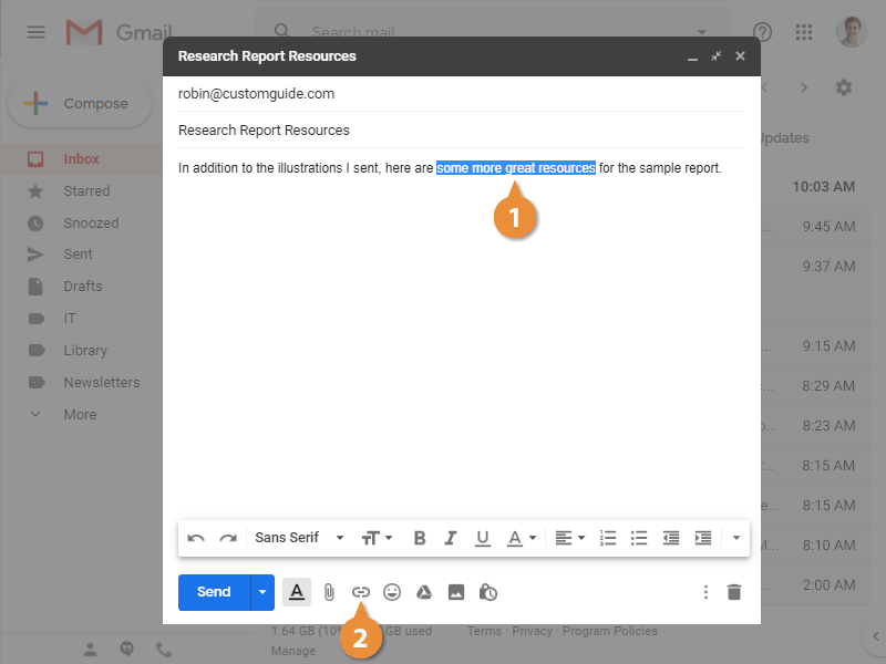Insert Links Into Emails CustomGuide