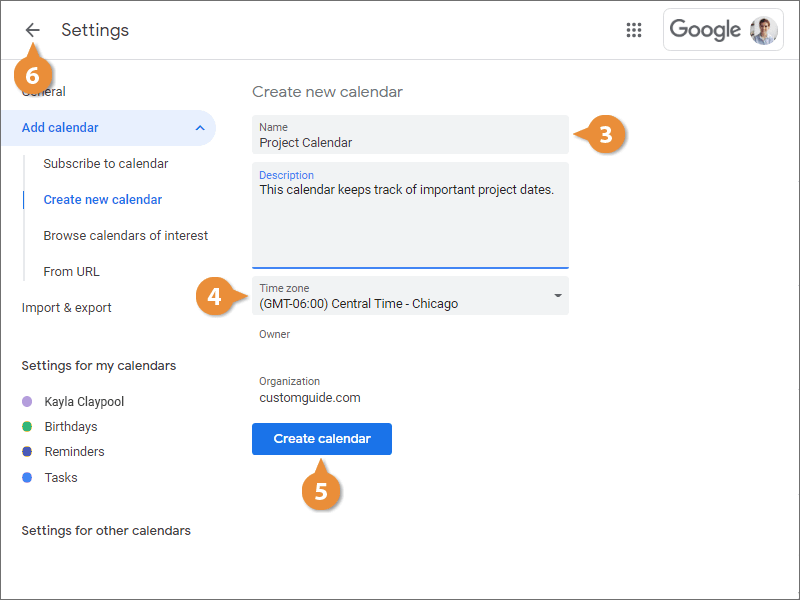 Create And Remove Calendars CustomGuide