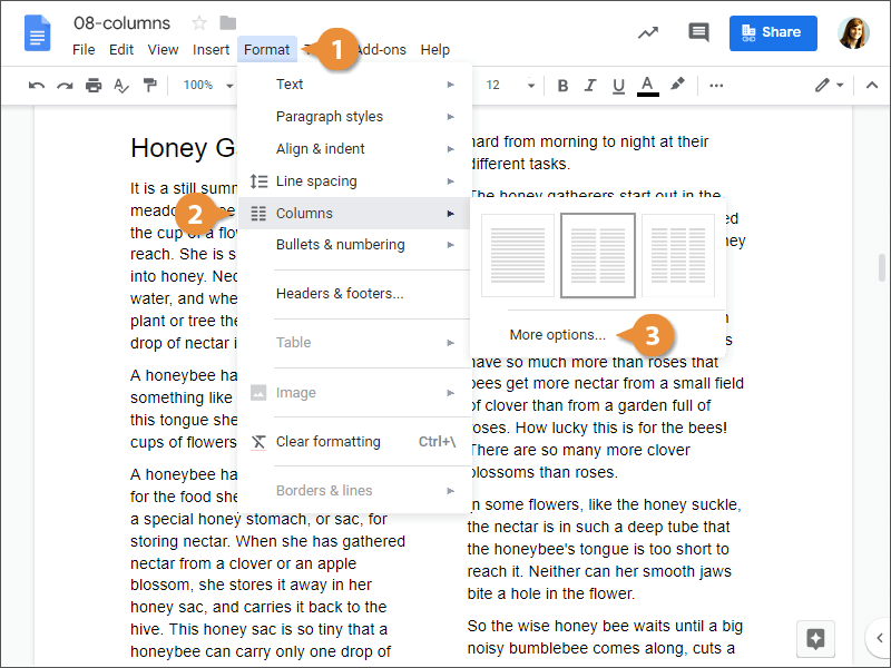 How To Make Columns In Google Docs CustomGuide