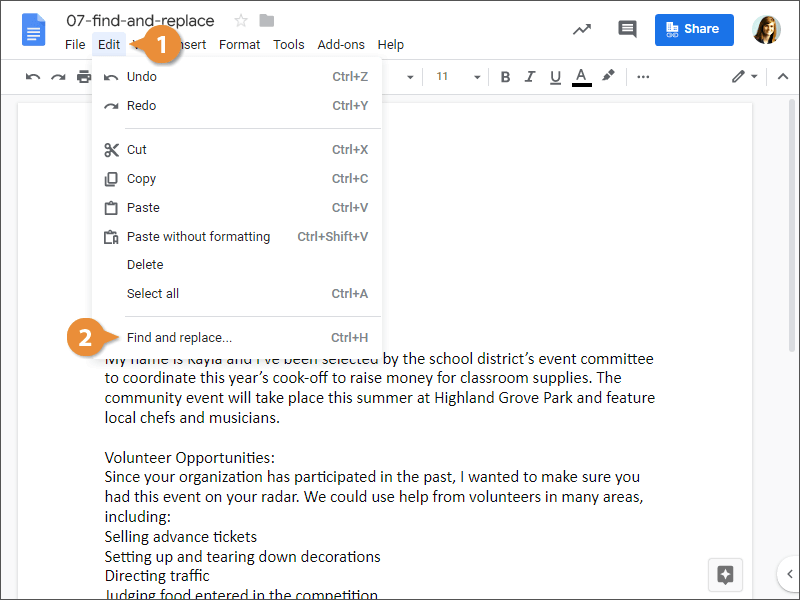 Find And Replace In Google Docs CustomGuide