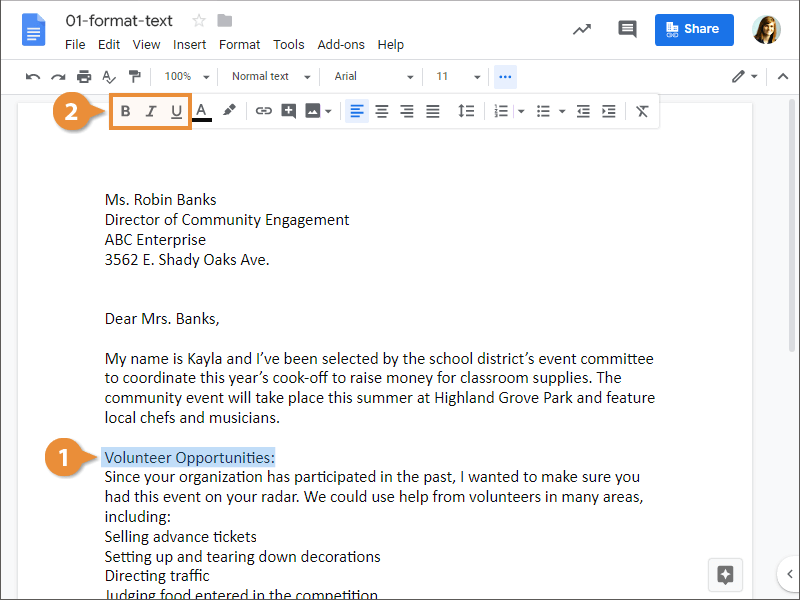 Format Text CustomGuide