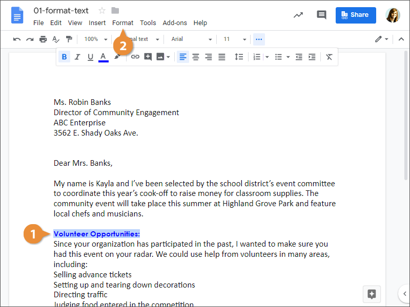 Format Text CustomGuide