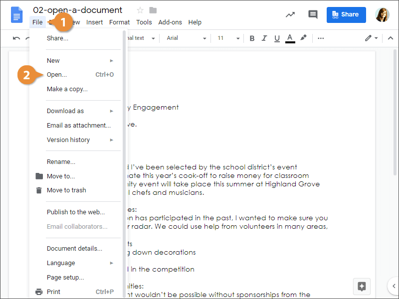 Open A Document CustomGuide