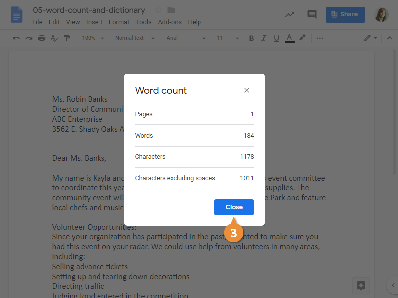 Word Count On Google Docs CustomGuide