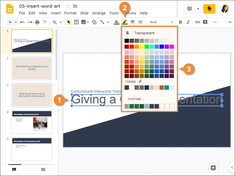 Insert Word Art CustomGuide