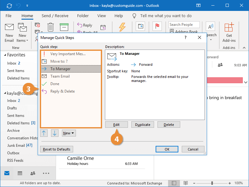 Quick Steps CustomGuide