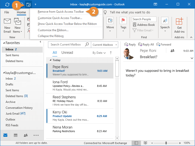 The Quick Access Toolbar CustomGuide
