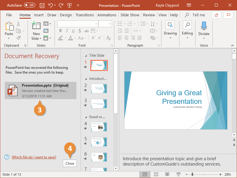 Recover An Unsaved PowerPoint CustomGuide
