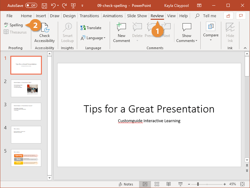Spell Check In PowerPoint CustomGuide