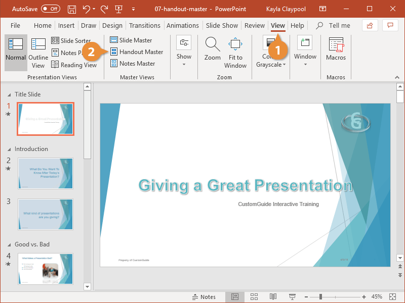 Handout Master In PowerPoint CustomGuide