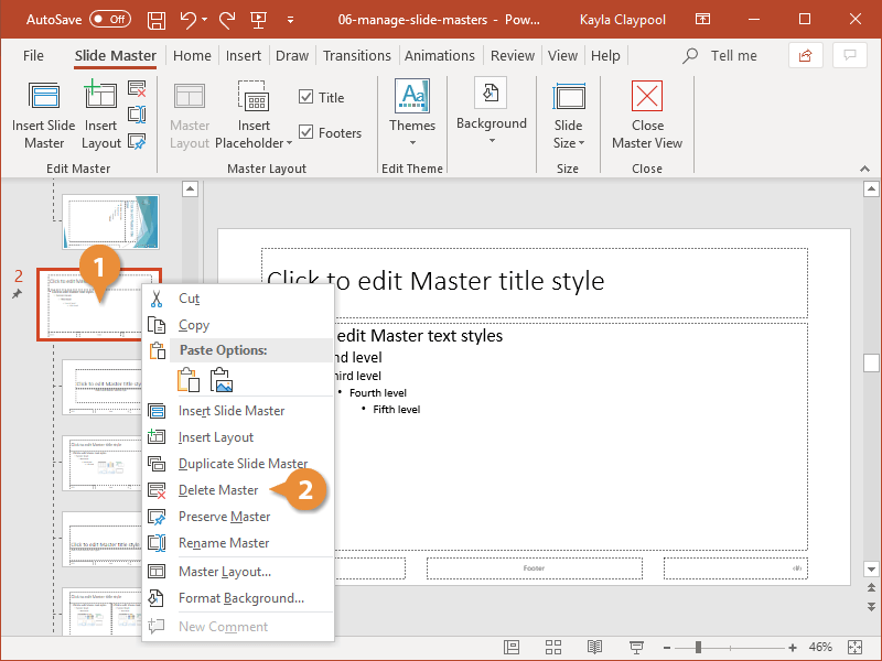 Manage Slide Masters CustomGuide