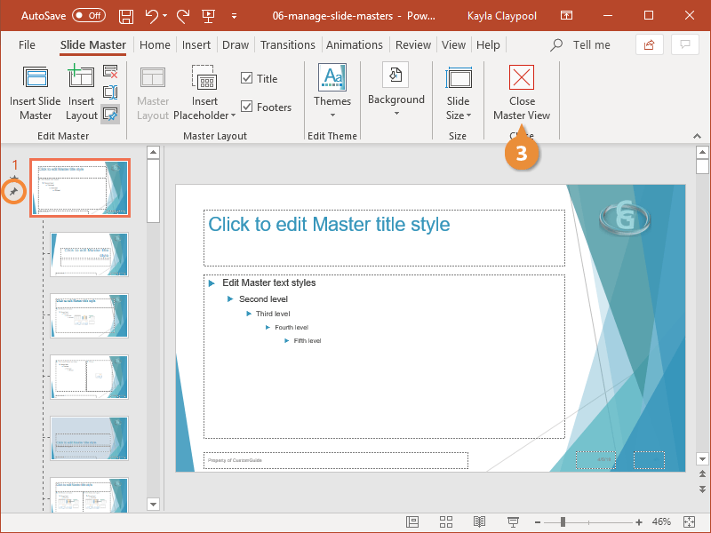 Manage Slide Masters CustomGuide
