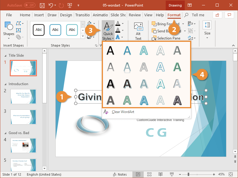 WordArt In PowerPoint CustomGuide