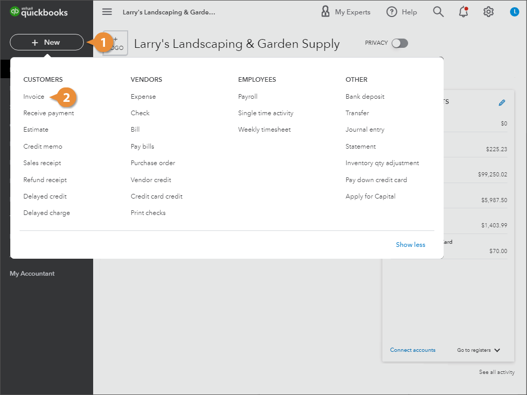 Create An Invoice CustomGuide