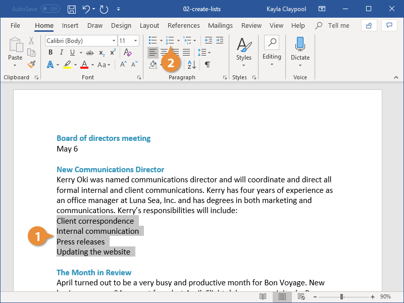 How To Insert Bullets In Word CustomGuide