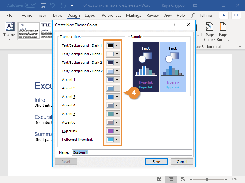 Theme Colors Palette Word 2016 Windows Ulsdnz
