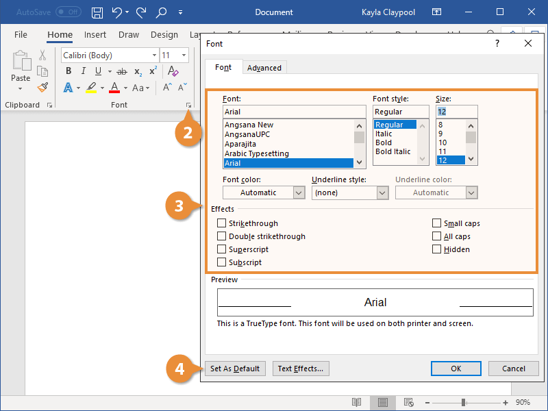 Word Options Dialog Box CustomGuide