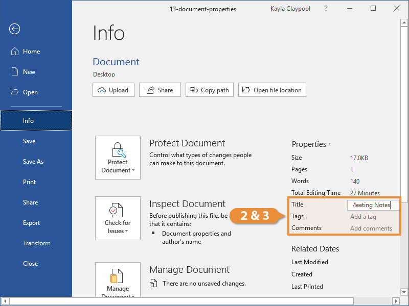 Word Document Properties CustomGuide