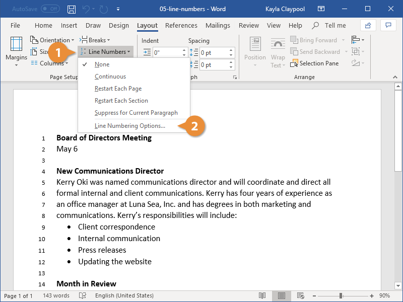 How To Add Lines Numbers In Word CustomGuide
