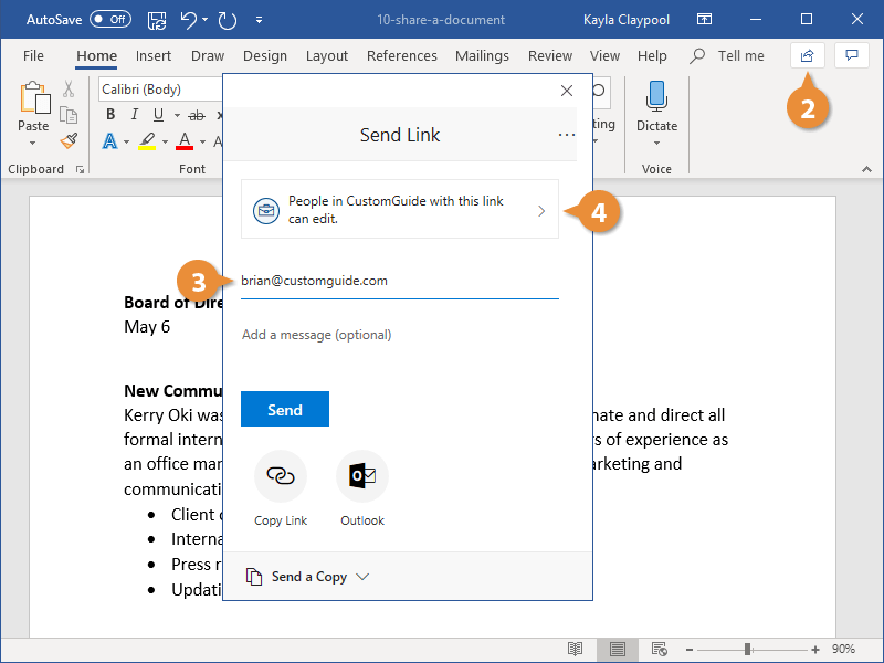 How To Share A Word Document CustomGuide
