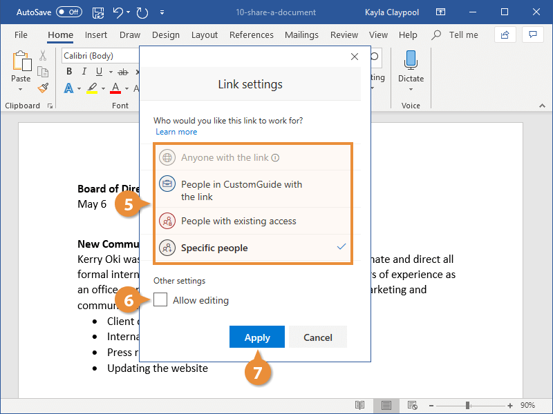 How To Share A Word Document CustomGuide